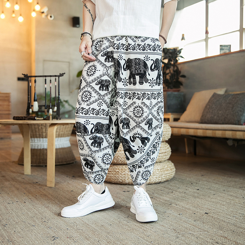 2024 Thai elephant pants men's summer cropped pants trend large size ...