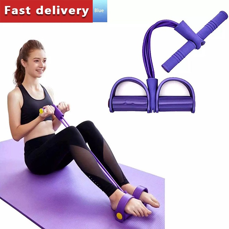 Freeshipping 2020 4-Tube Elastic Pull Rope Fitness Natural Latex Sit-up ...