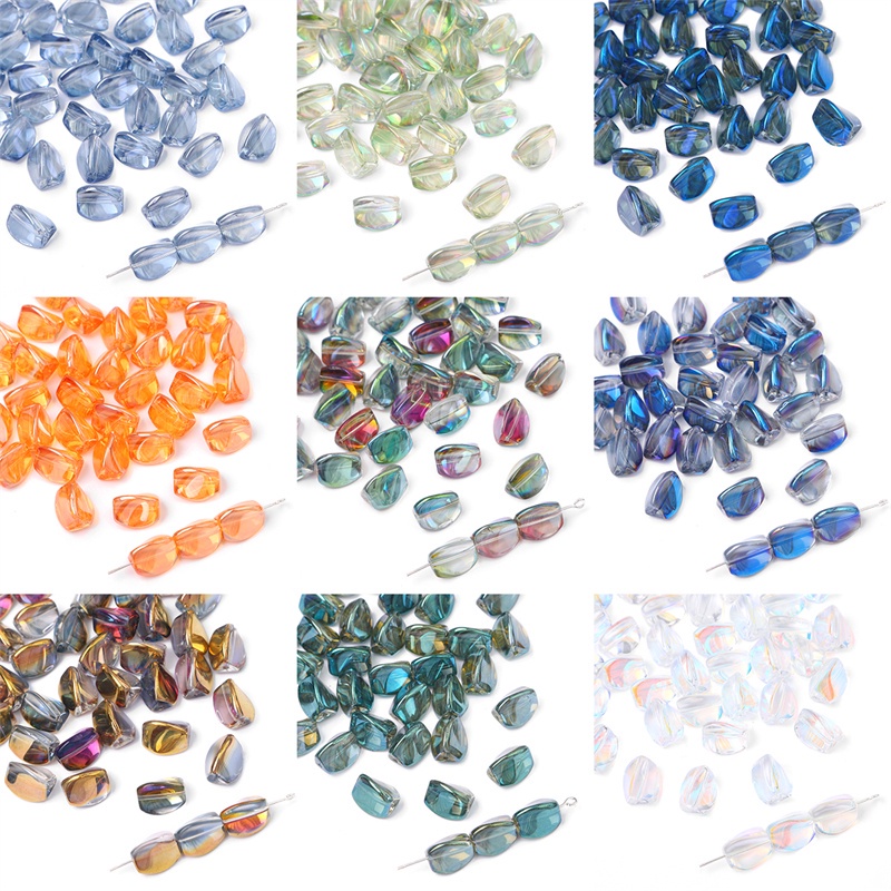 10pcs 9x12mm Special Shiny Colors Crystal Glass Beads Twisted Geometry ...
