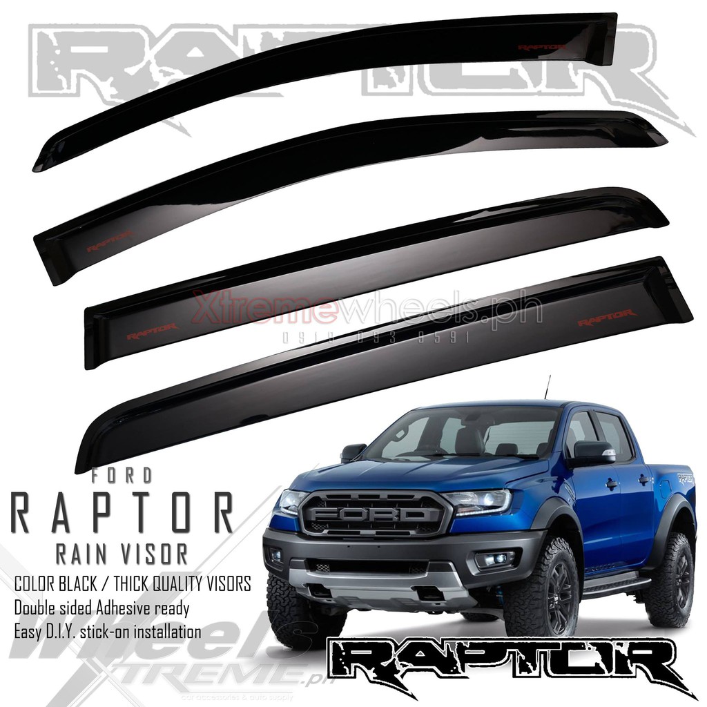 Ford Raptor 2019-2022 Window Visor Thailand Made with Raptor logo color ...