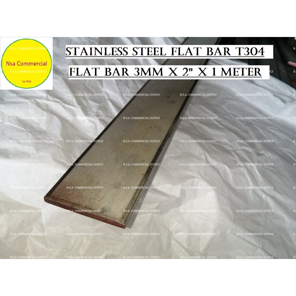 Stainless Steel Flat Bar 3mm x 2 inch x 1 Meter Length T304 (Mill ...
