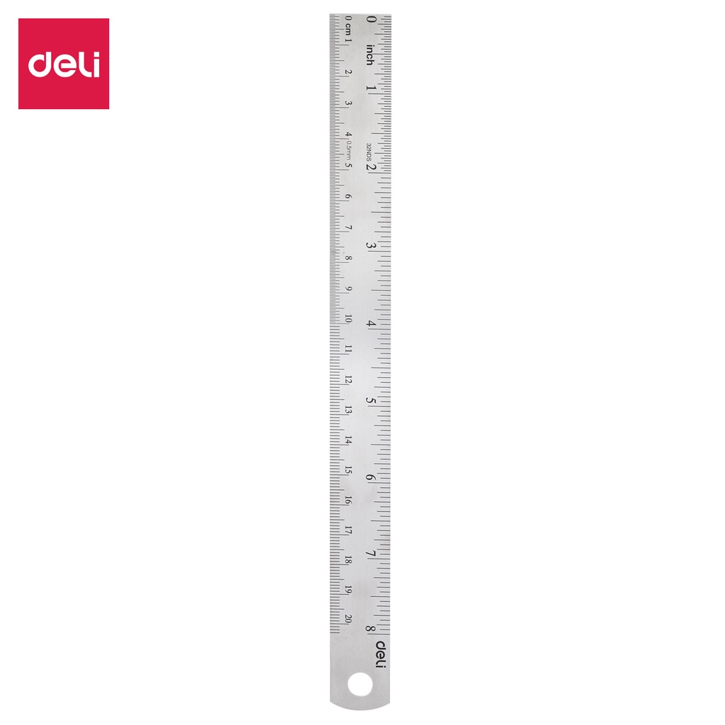 Deli 8462 Steel Ruler 20 cm, 8 inch, Metric and inch graduation ...