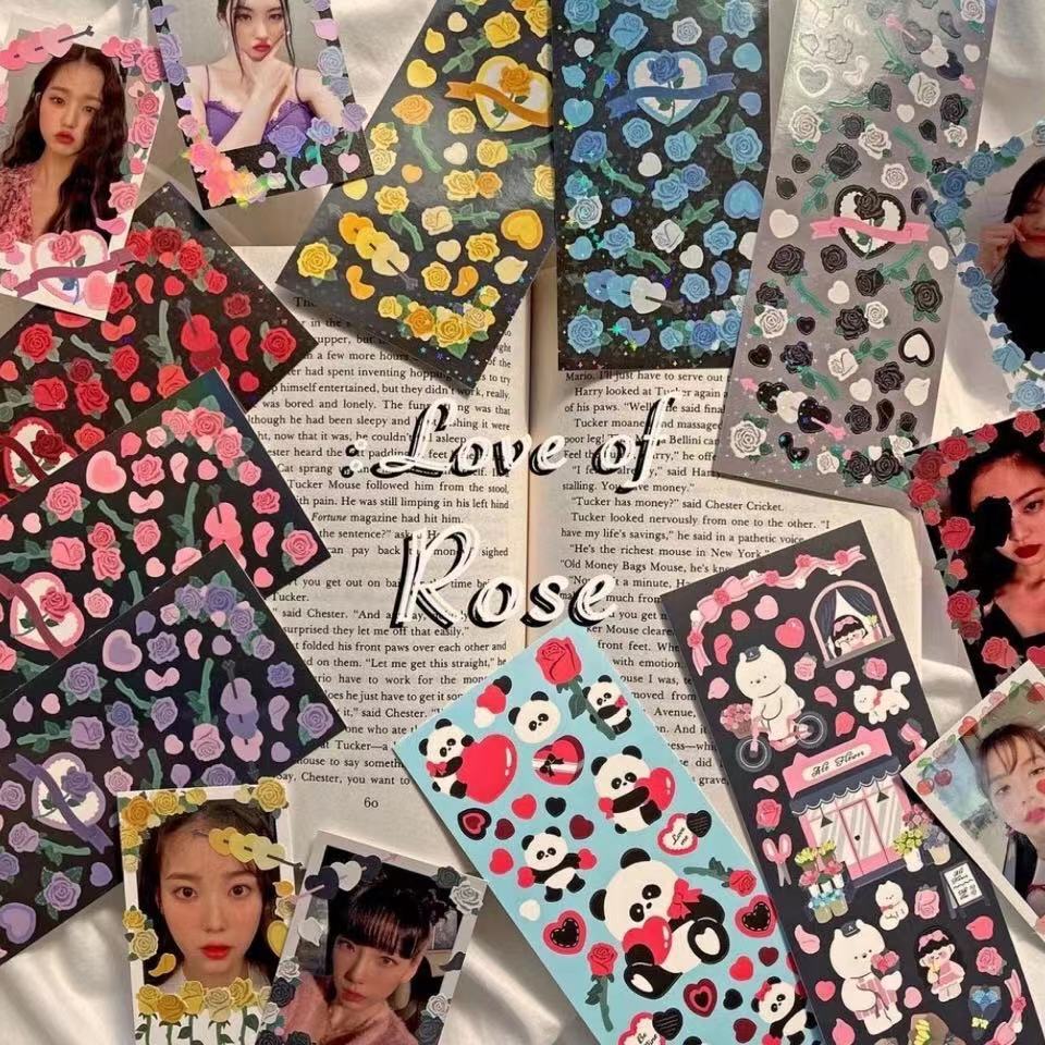Steve Korean Rose Laser Glitter Kpop Sticker ins Photo Diary Scrapbook ...