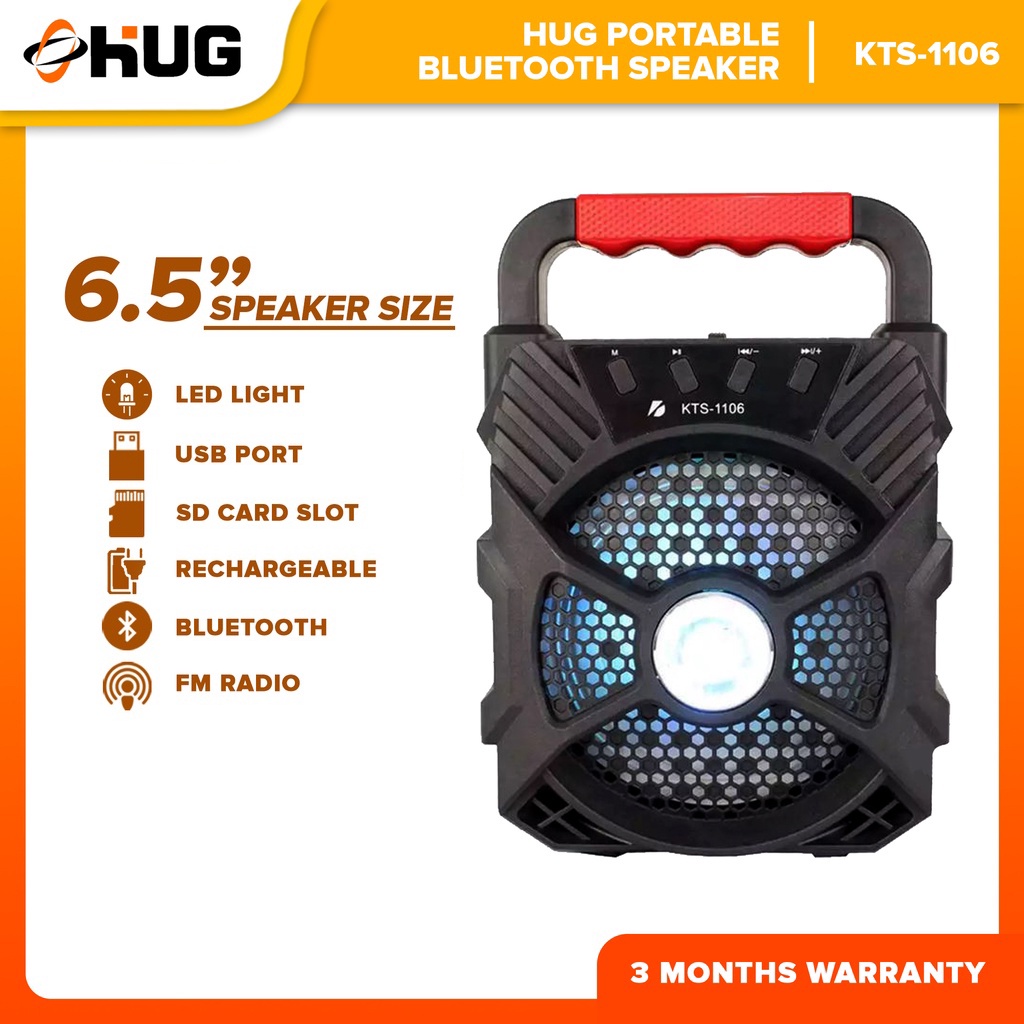 Hug 6.5" Mini Portable Wireless Led Bluetooth Karaoke Speaker (w/ USB ...