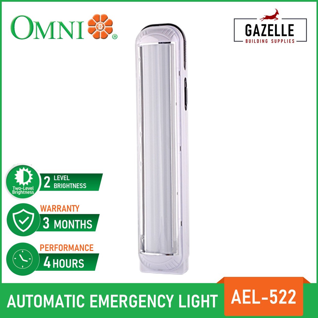 Omni AEL-522 LED 2 Tube Automatic Emergency Light - AEL-522 | Shopee Philippines