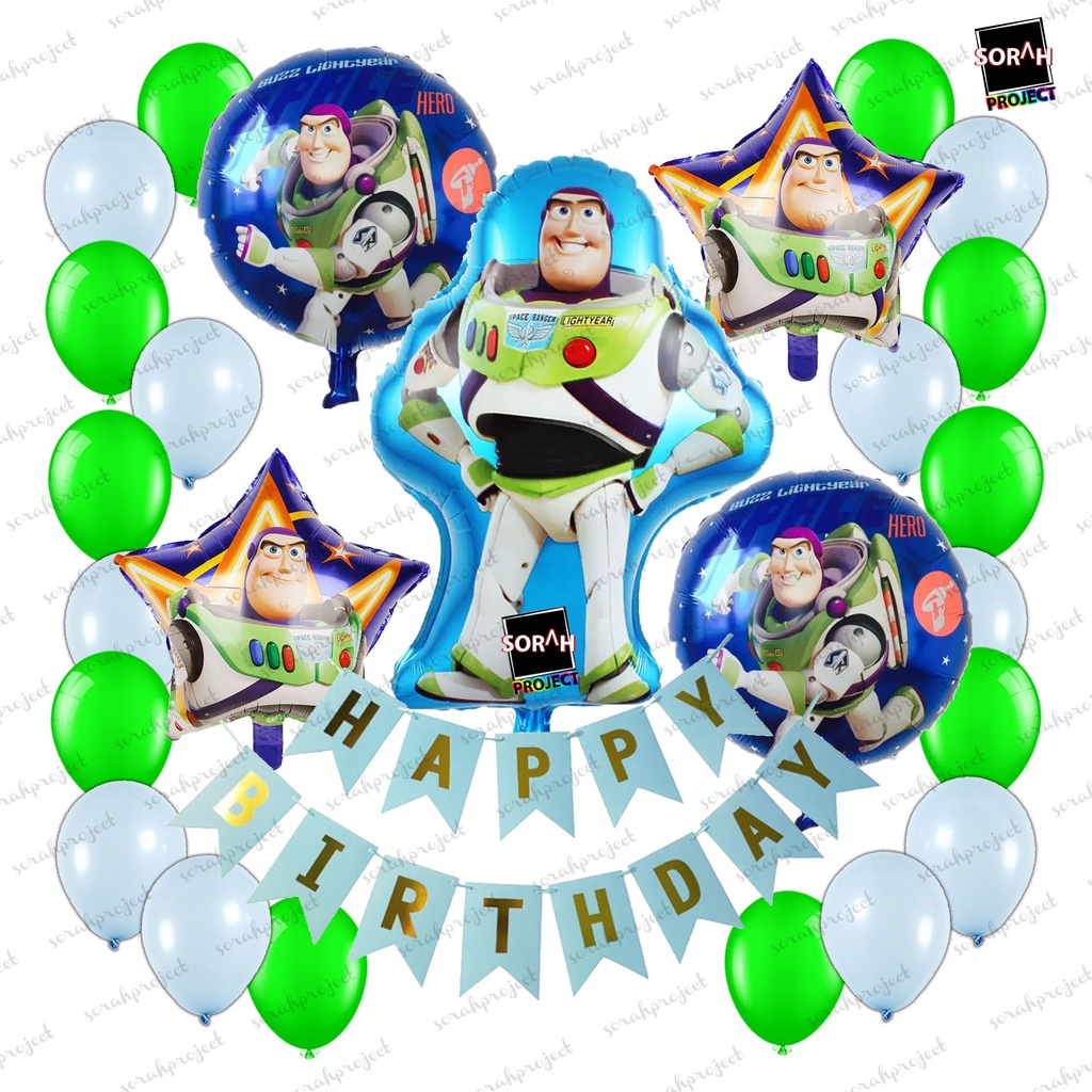 Toy Story Buzz Balloon Lightyear Birthday Boy Decoration Theme Set ...