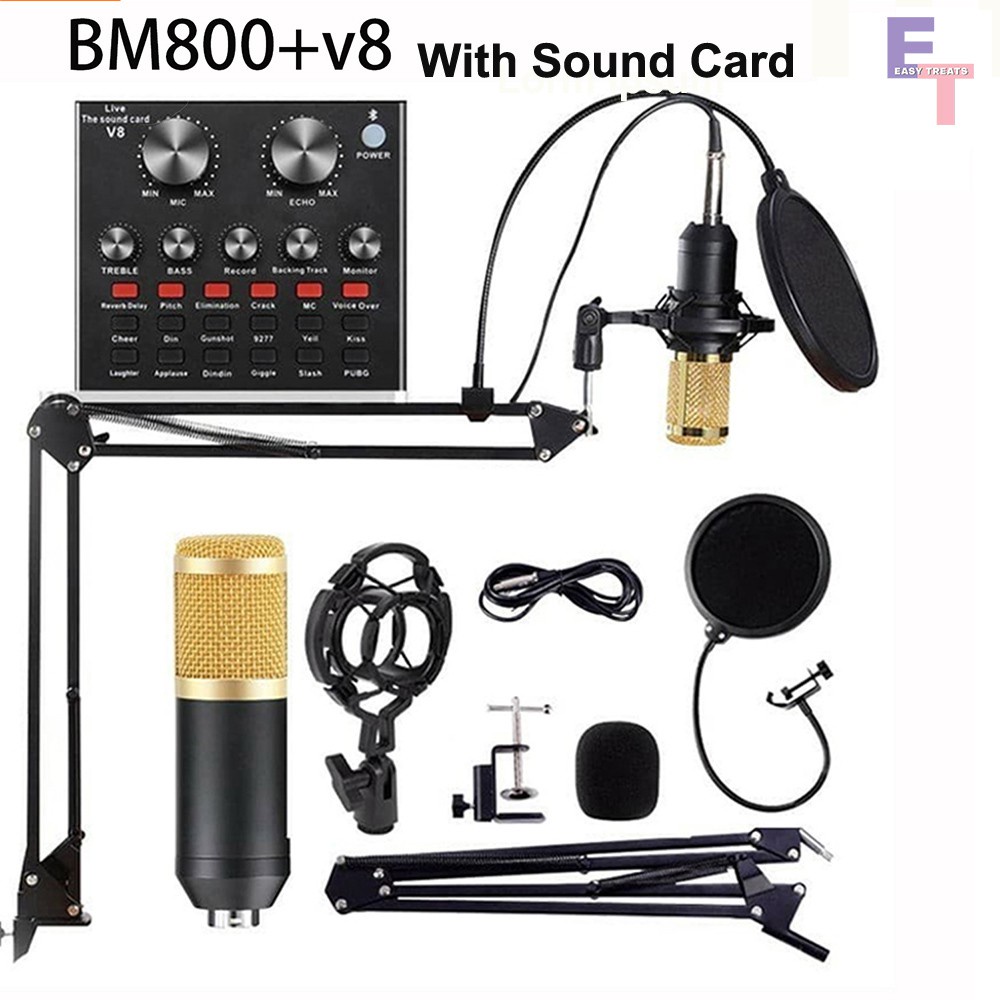 Bm-800 Microphone with V8 Soundcard For live broadcast Studio Recording ...
