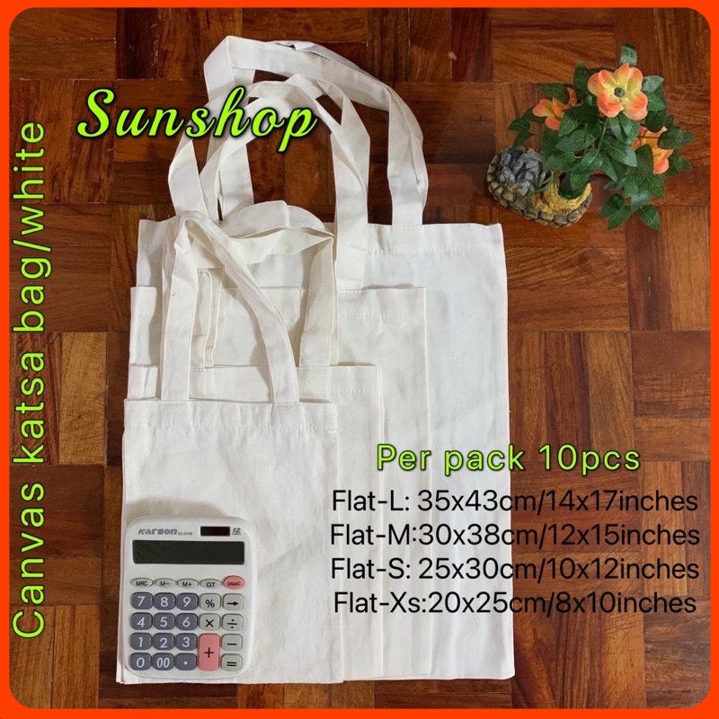 (10pcs)Canvas Tote Bag katcha bag Eco bag Flat bag shopping bag Reusable Plain White | Shopee ...