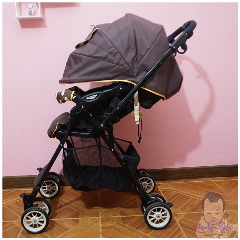 Baby Stroller Infantasy By Combi High Seat Brown With White Dots Are So ...