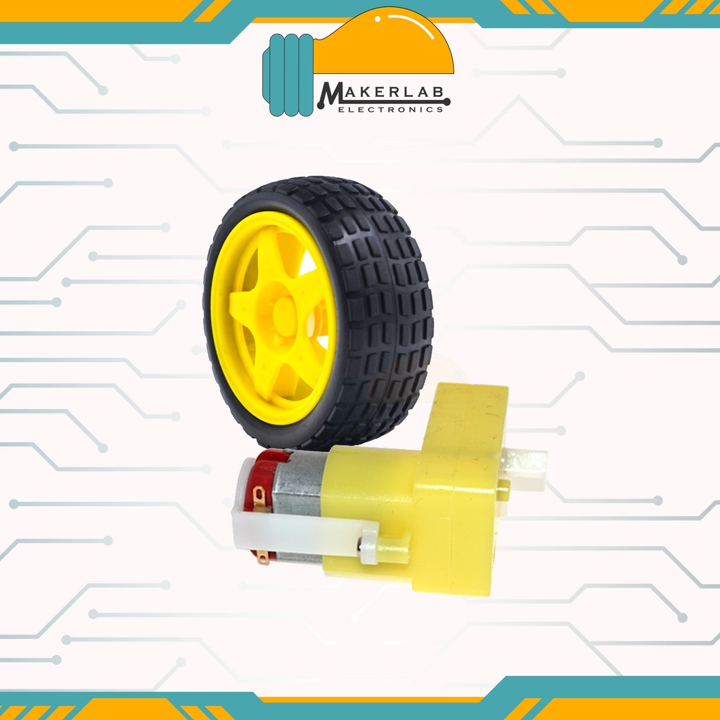 Yellow DC TT Gear Geared Motor and Wheel (Smart Car Robot Gear ...