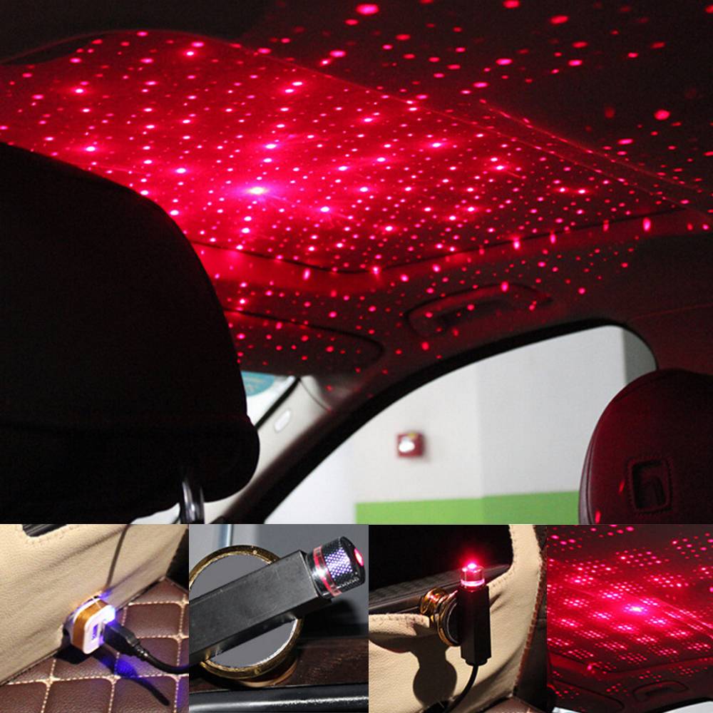 Universal USB LED Star Projector Neon Atmosphere Ambient Lamp Car Roof ...