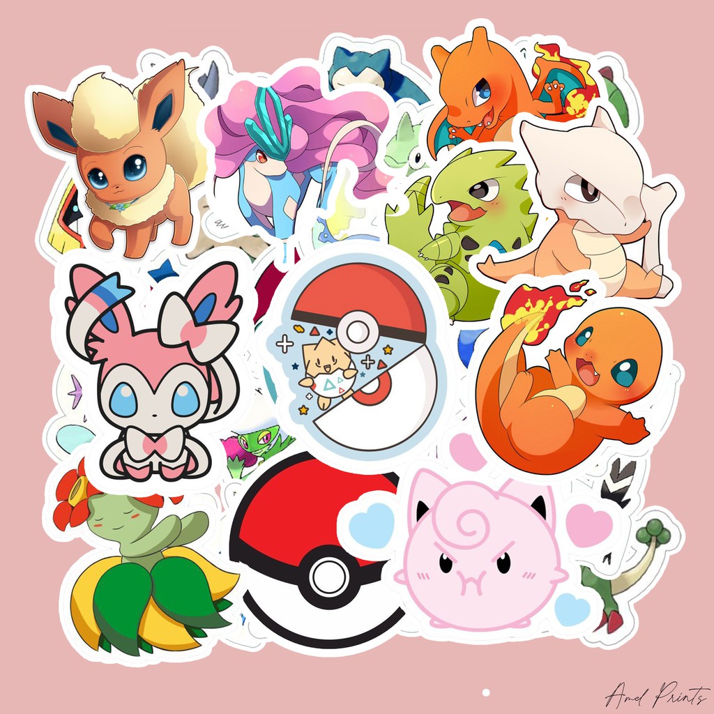 50 PCS Pokemon Graffiti Anime Sticker Set - 3CM, 4.5CM, 6CM | Shopee ...