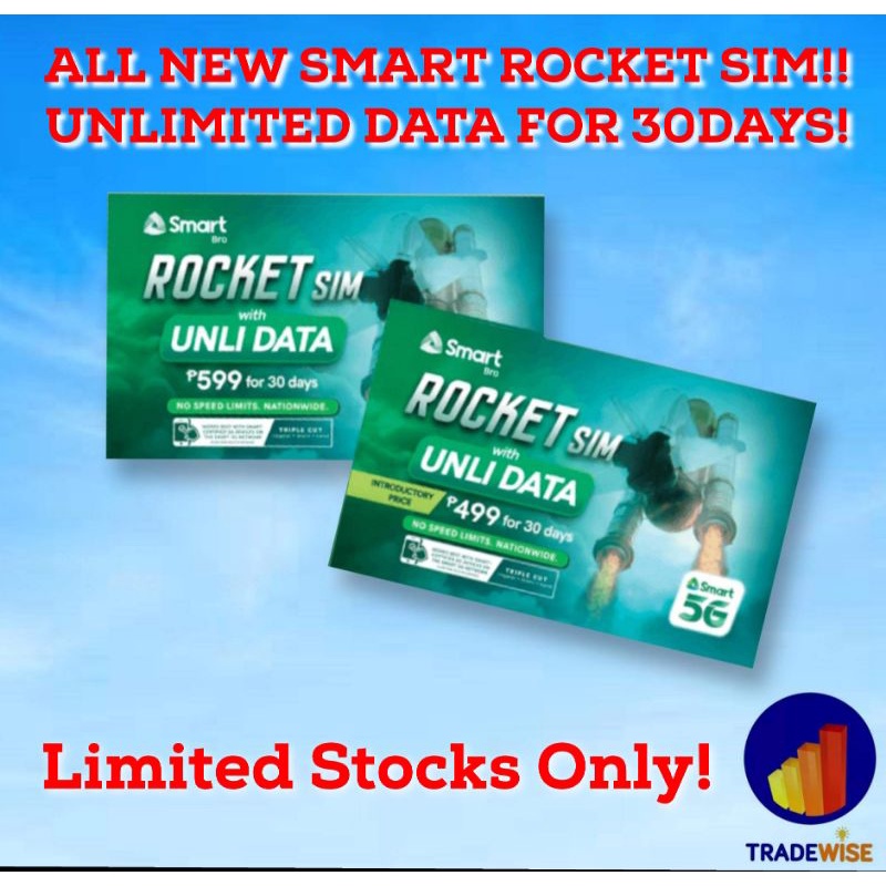 Smart Bro ROCKET SIM with UNLIMITED DATA for 30Days. | Shopee Philippines