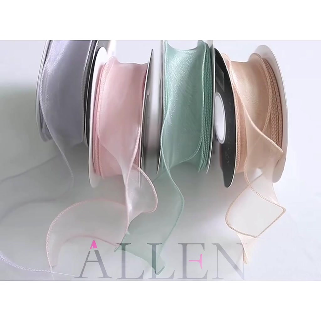 40mm*10m Sheer Chiffon Ribbon Organza Satin Ribbons-Bouquet Gift Wrap ...