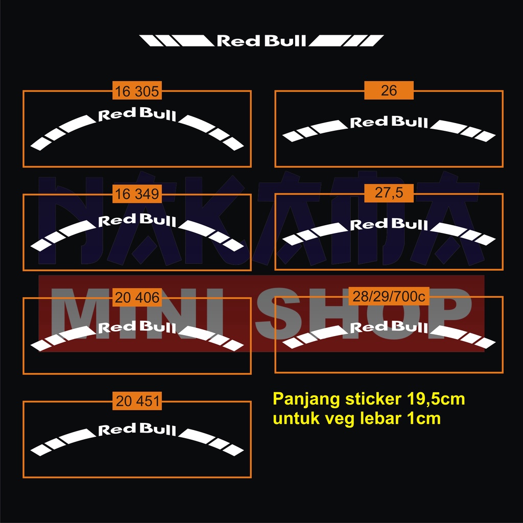 Red bull bicycle rim Reflective Cutting sticker 1cm | Shopee Philippines