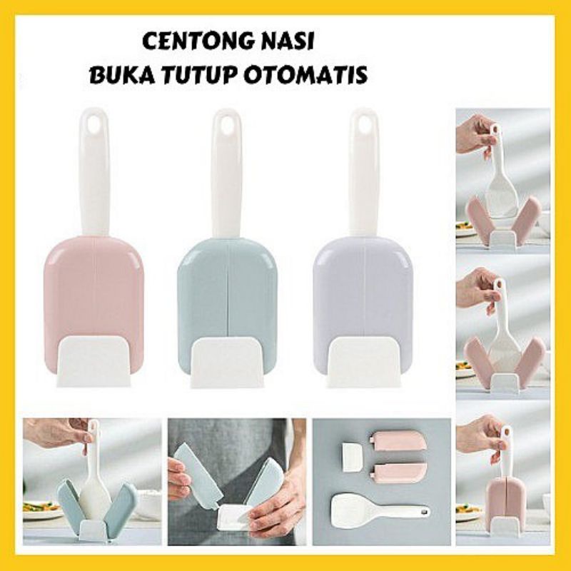 Rice Spoon Ladle Plus Automatic Open and Close Container | Shopee ...
