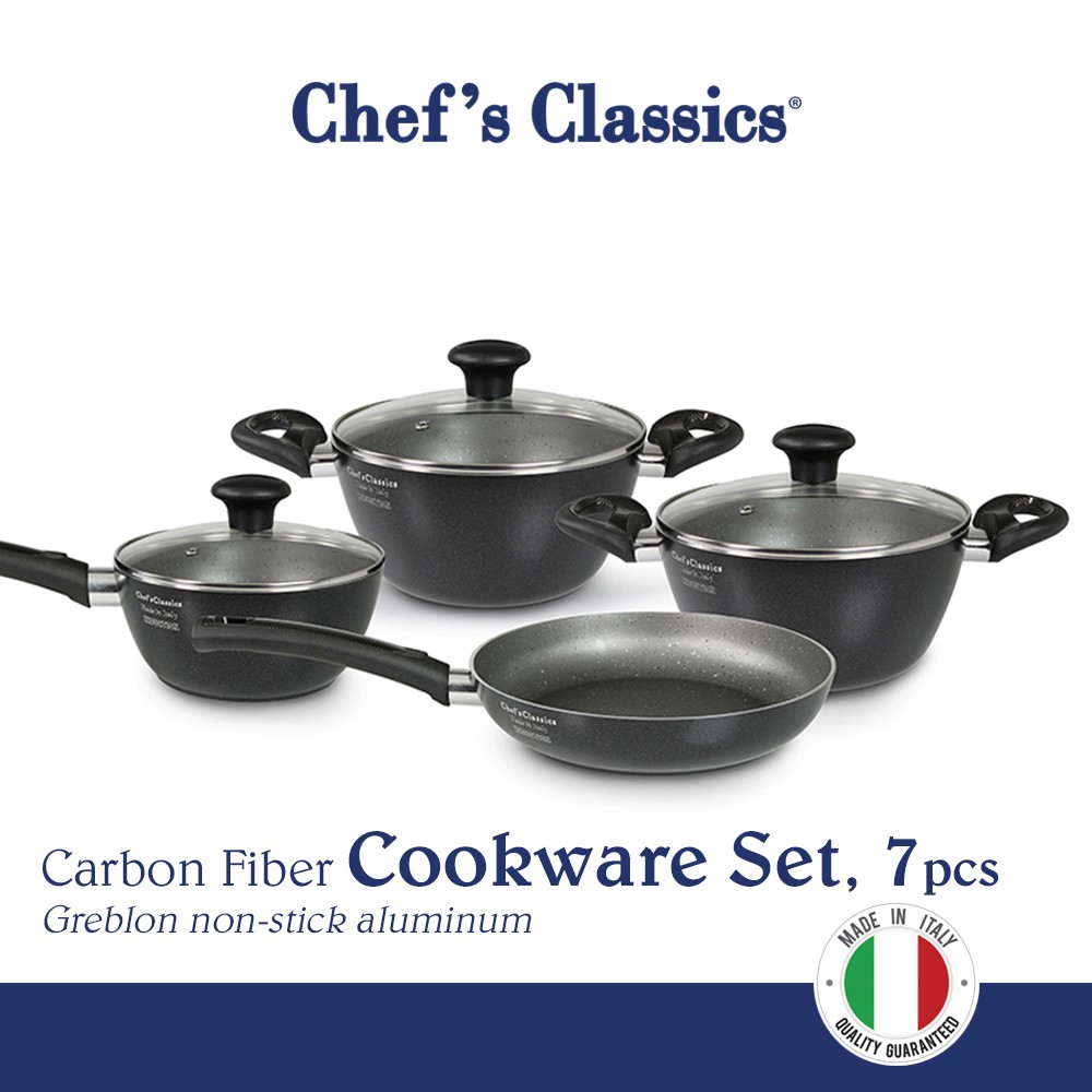 Chef's Classics Carbon Fiber Non-Stick Cookware Set, 7pcs | Shopee ...