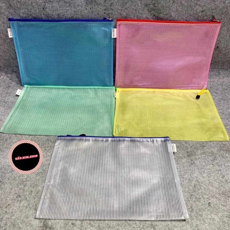 Mesh wallet for A4 documents - laminated with PVC (size: 34.5 x 25 cm ...