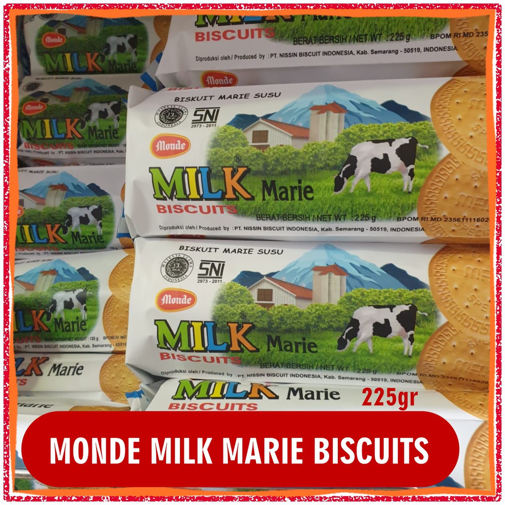 Monde Milk Marie Bread Cake Biscuit Mari Milk Biscuit 225gr | Shopee ...