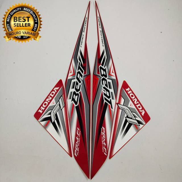 MERAH 2015 honda beat fi striping red motorbike stickers with standard ...