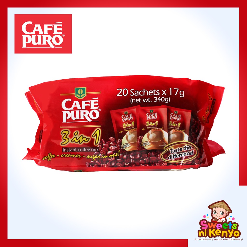 Cafe Puro 3-In-1 Coffee Mix 17g (20 Sachets / Bag) | Shopee Philippines