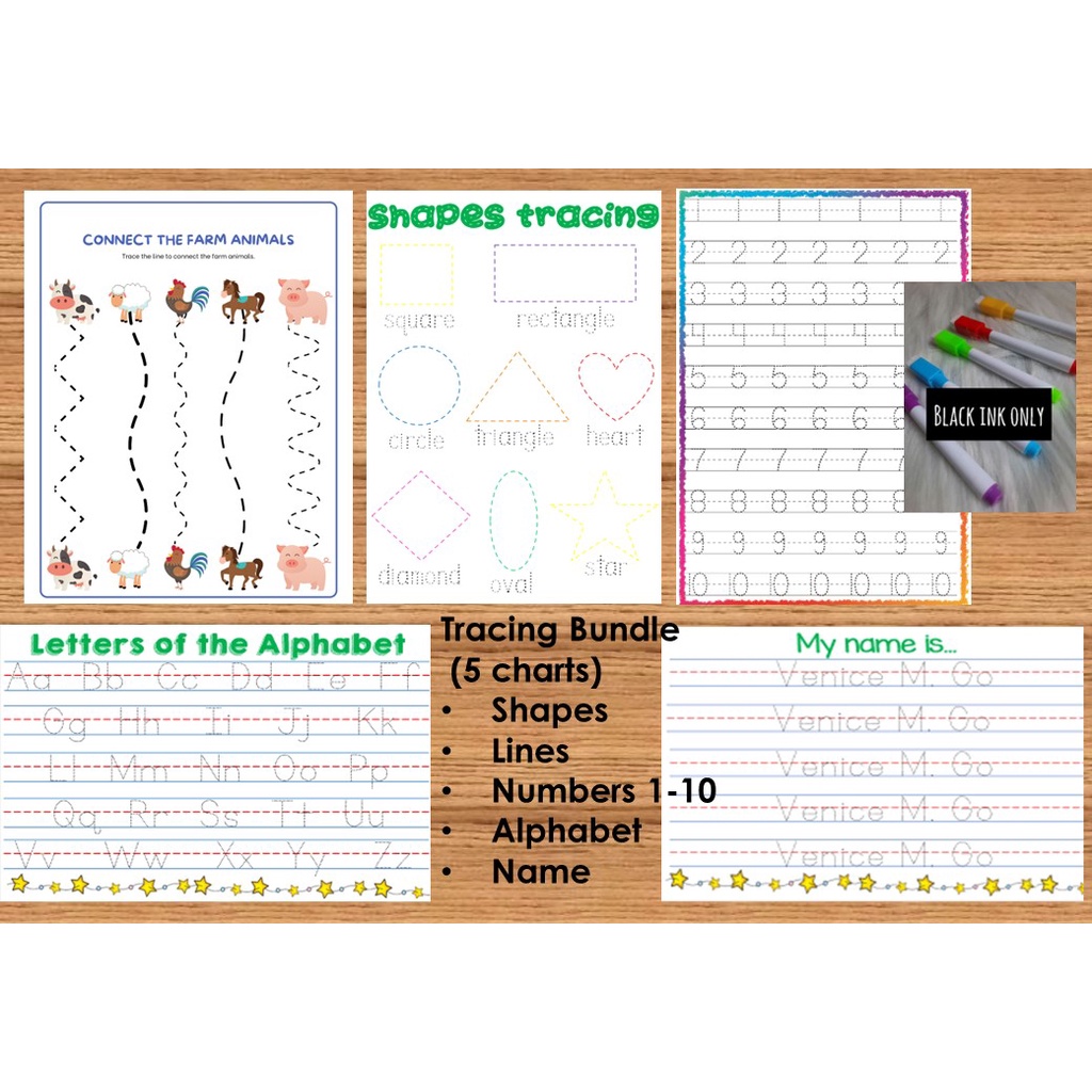 Tracing Bundle of 5 Laminated Charts A4 Size | Shopee Philippines