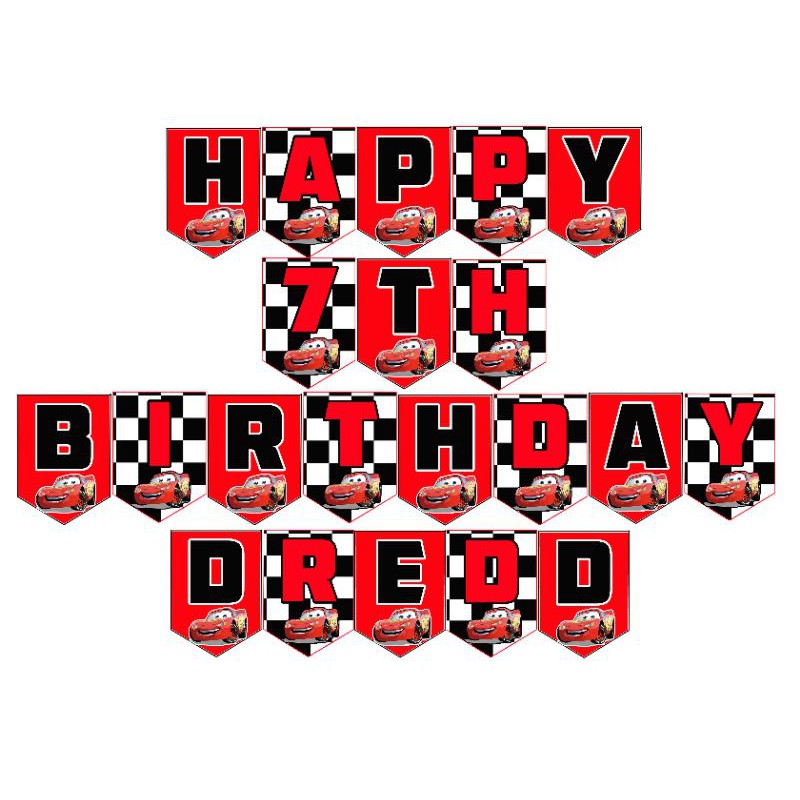 Customized Cars Mcqueen Happy Birthday Banner | Shopee Philippines