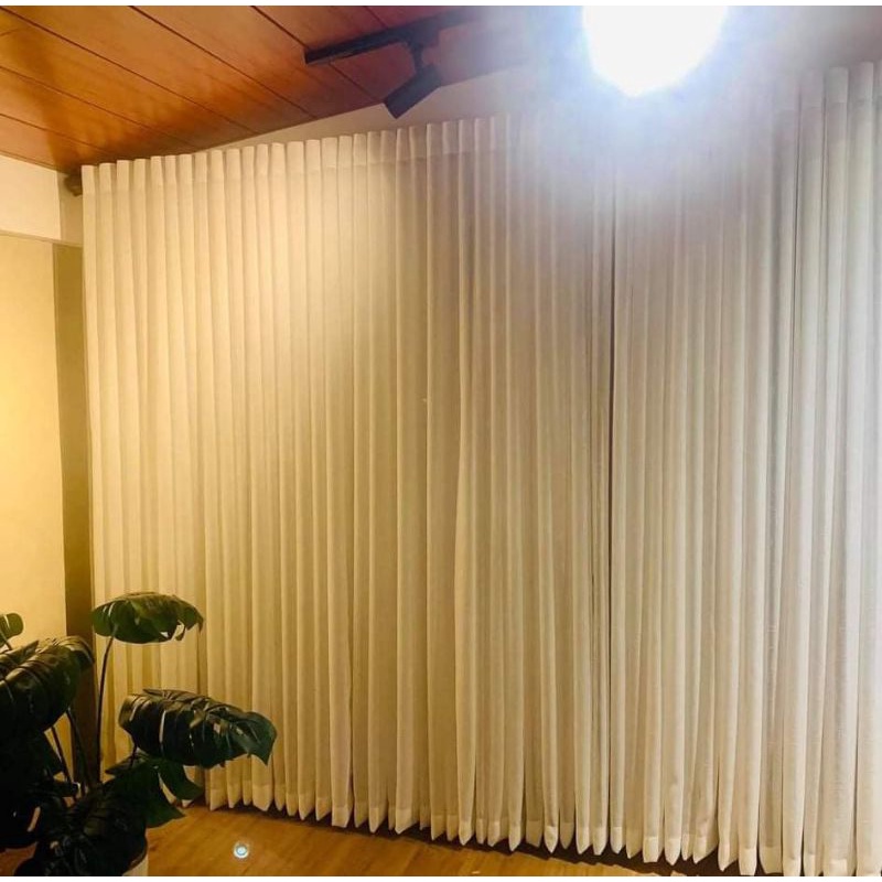 (2ft-18ft) PLAIN LINEN "GLASS CURTAIN" (55"width per panel) | Shopee ...