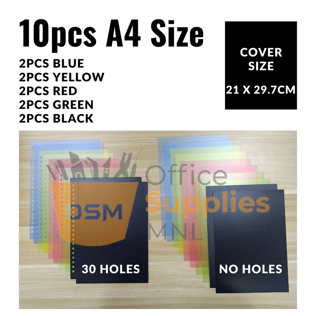 10pcs PP Binding Cover Colored Matte Transparent A5/B5/A4 Cover Binder ...