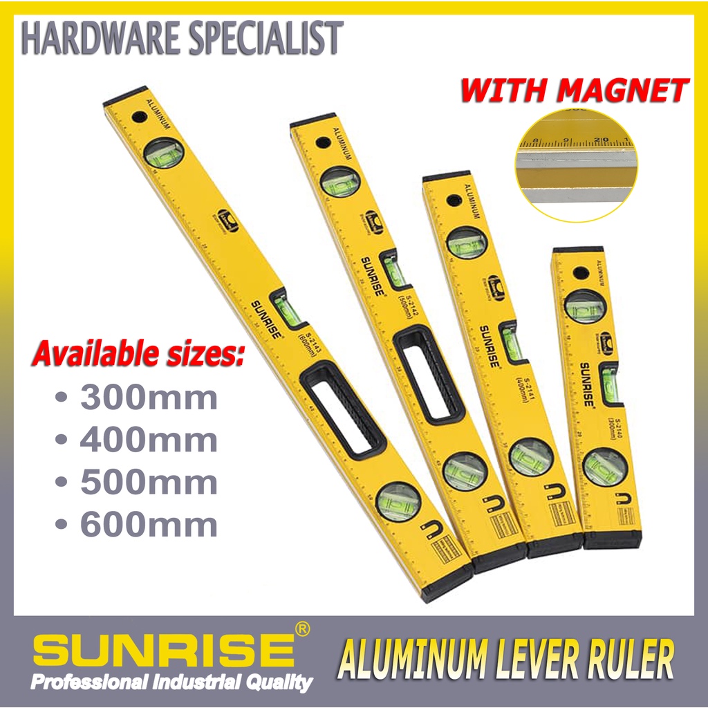 Sunrise Aluminum Level Ruler 300MM, 400MM, 500MM OR 600MM Original ...