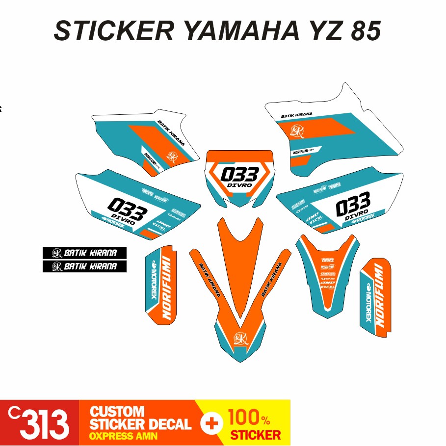Yamaha YZ 85 YZ New YZ Modified Bebek Decal Sticker Custom Sticker (20 ...
