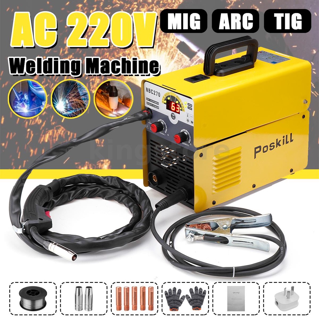 AC 220V MIG/ARC/TIG Electric Welding Machine 3 in 1 LCD Digital ...