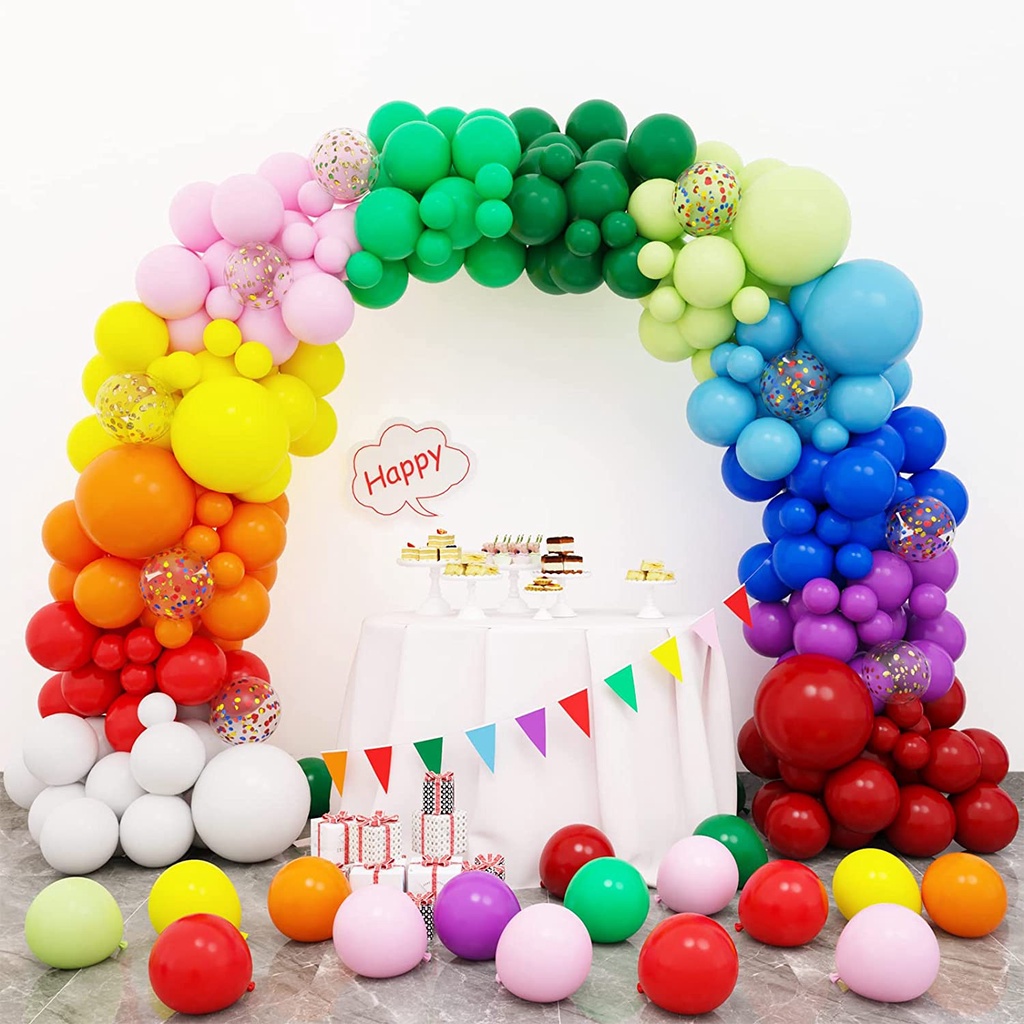 Holicolor 170pcs Rainbow Balloon Arch Kit, 12 Assorted Colors and ...