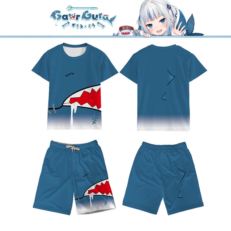 Hololive Vtuber Gawr Gura T-Shirts Anime Cosplay 3D Print Fashion Short ...