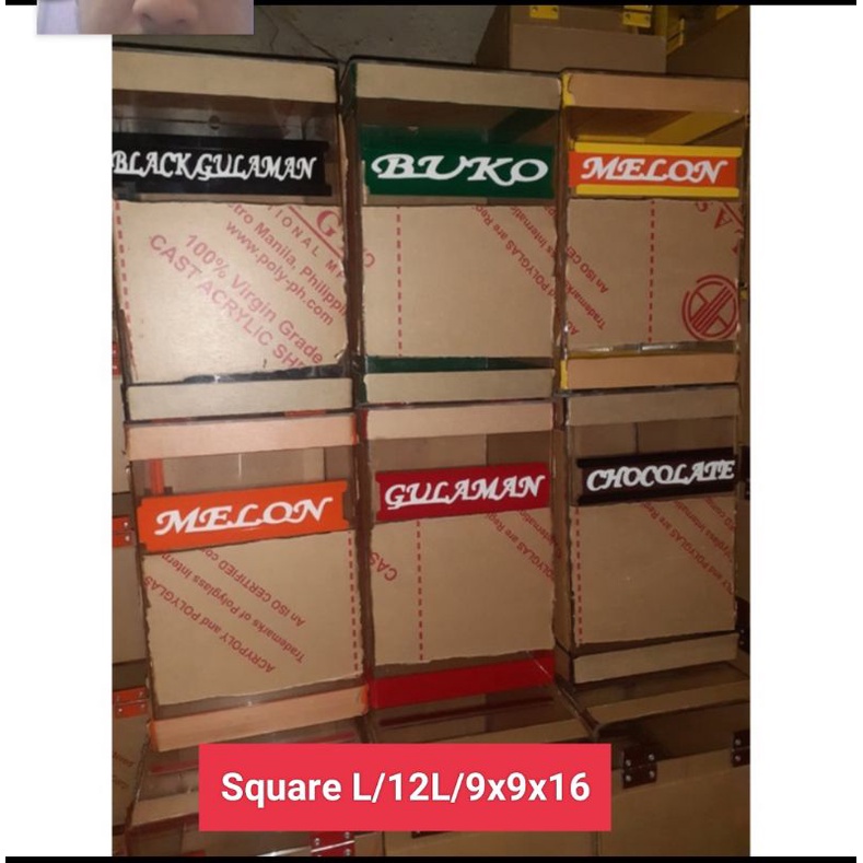 12Liters /9x16 Square Acrylic Palamigan w/free label and sandok Large ...