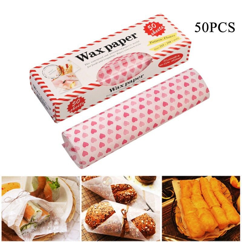 TS 50pcs Wax Paper Food Wrapper Food Grade Grease Food Wrapping Paper ...