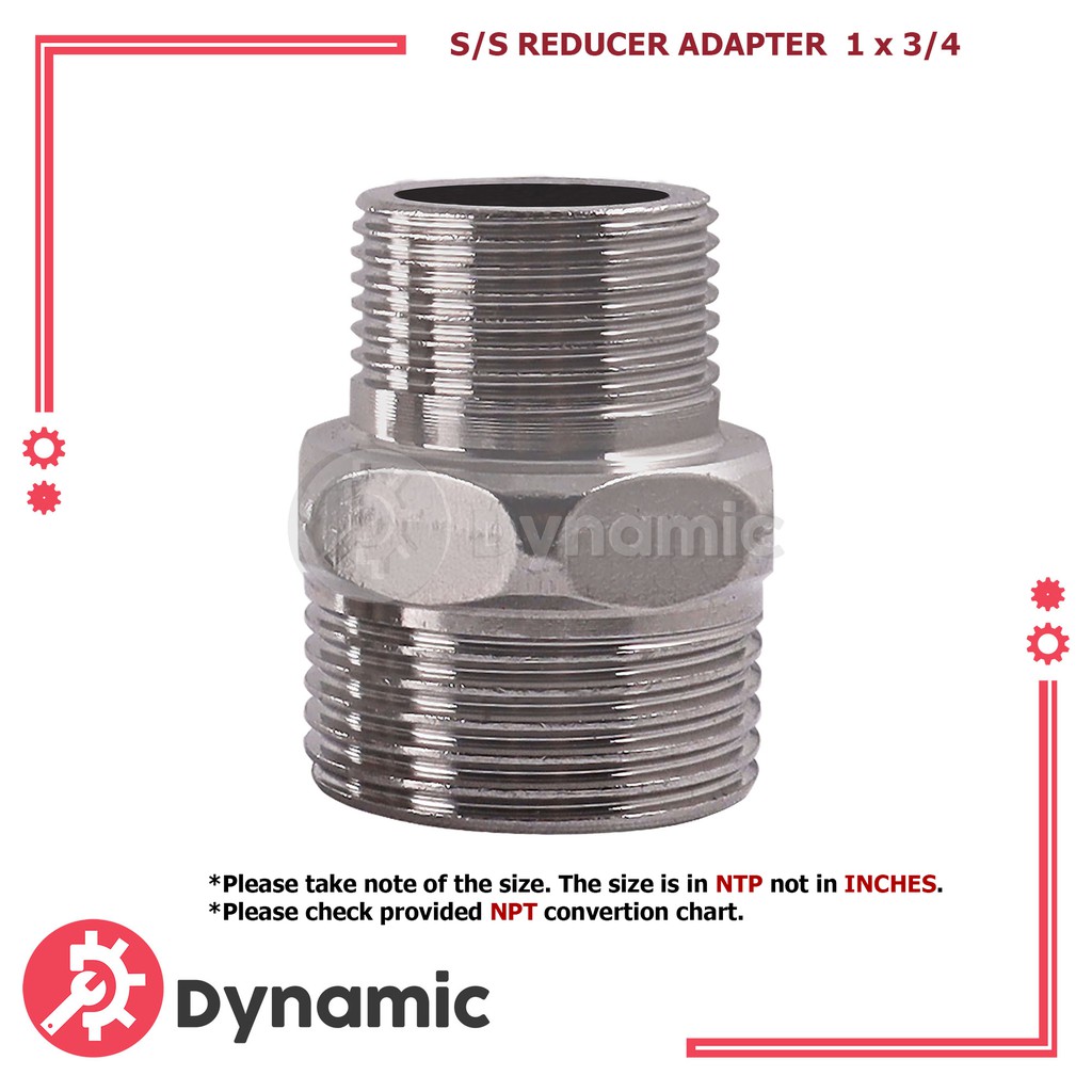 Stainless Fitting Male Hex Reducer Adapter Connector 1 NPT (32mm) X 3/4 ...