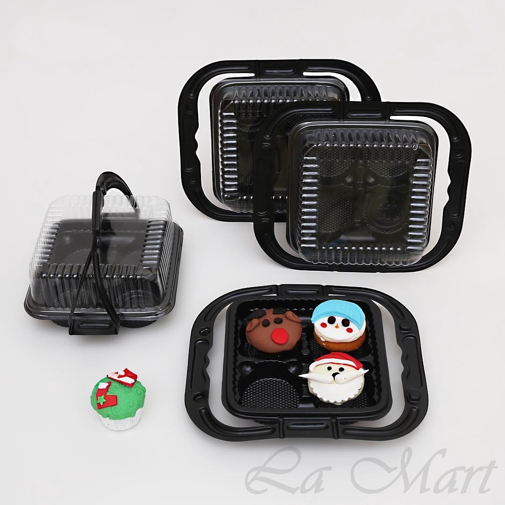 Mika cupcake Box WITH HANDLE WITH HANDLE CONTAINS 4 Transparent cupcake ...