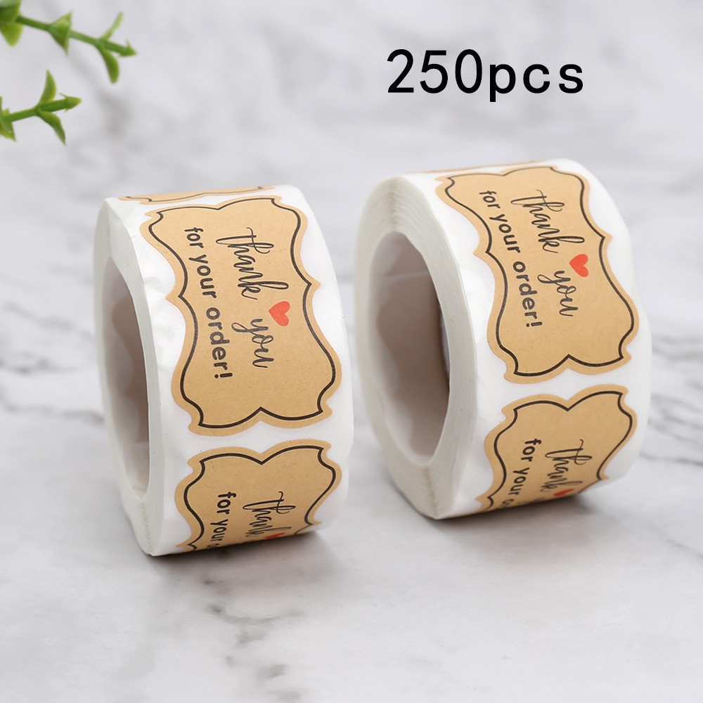 Kraft paper stickers 250/pcs self-adhesive labels thank you for your ...