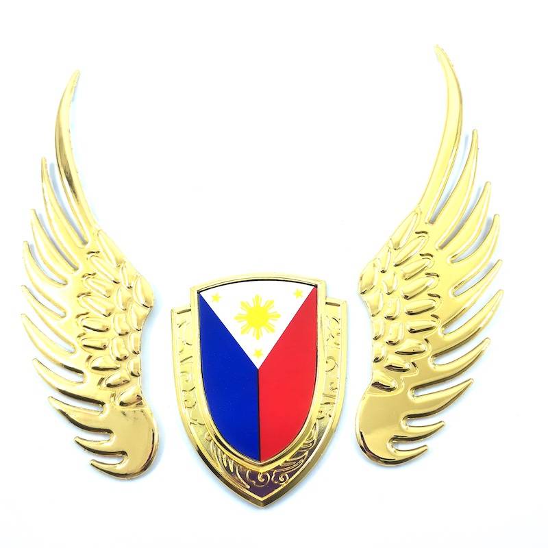 Glossy Golden/Silver Angel Wings Of Philippines Flag Emblem PILIPINAS ...
