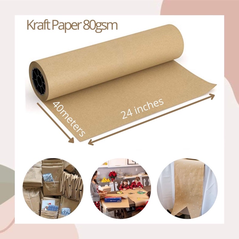 Kraft Paper Brown Paper Roll Counter Roll Continous Gift Wrapping Paper ...