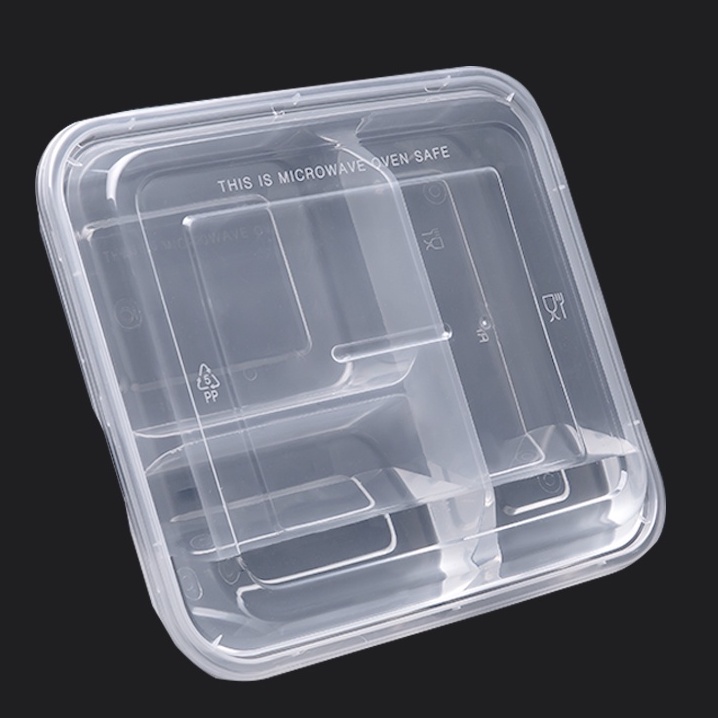 .SKZ 10PCS/20PCS Disposable Bento Box 4 division/grid with Lids Lunch ...