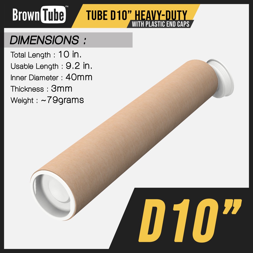 D10 Browntube - 10 inches Poster Tube with Lid Mailing Paper (For A4 ...