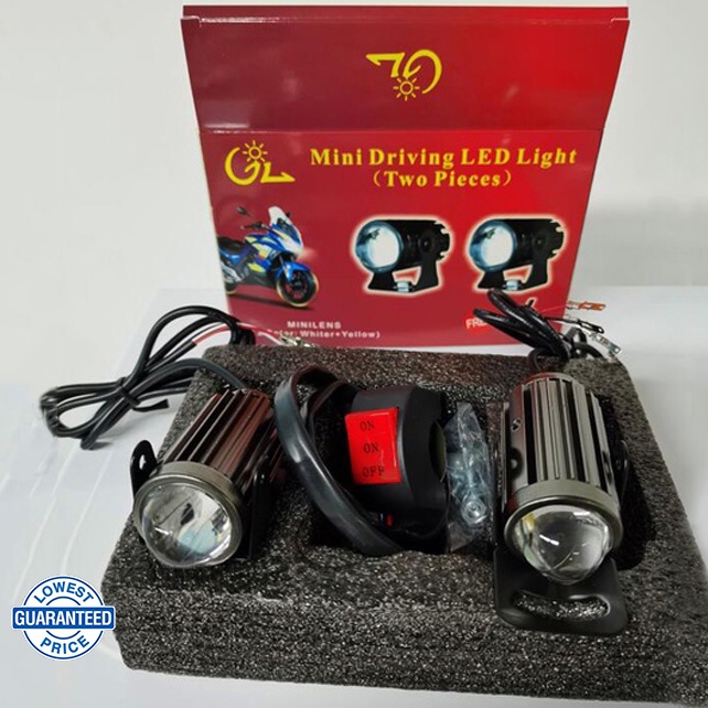 Motorcycle Led Mini Driving Light White Yellow Pair Of Universal High
