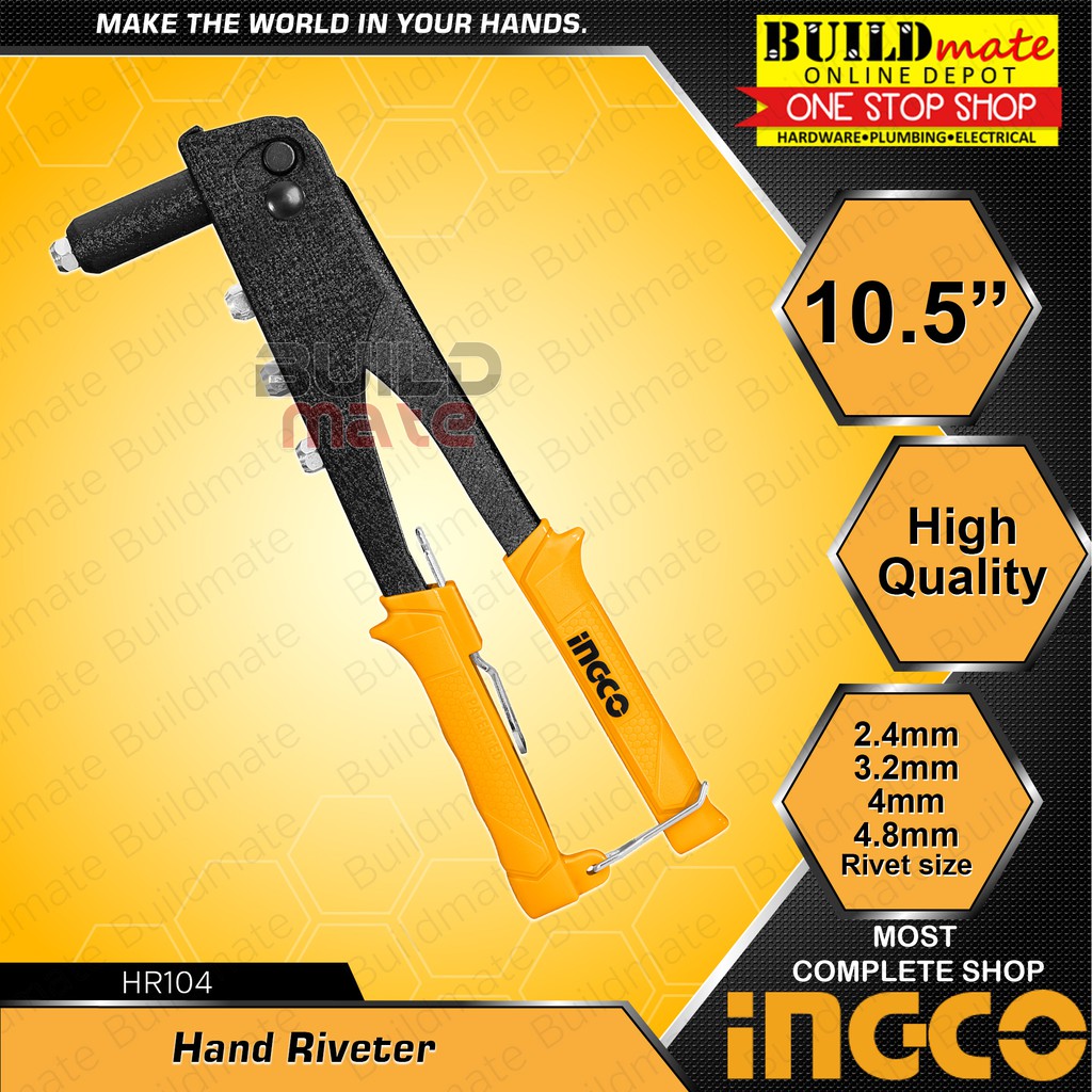 BUILDMATE Ingco Hand Riveter 10.5" Inches Applicable Rivet Aluminum ...