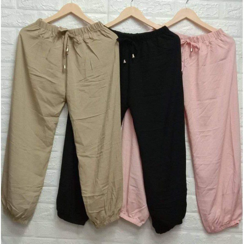 Joggers Challis Pants For Ladies (Free size) | Shopee Philippines
