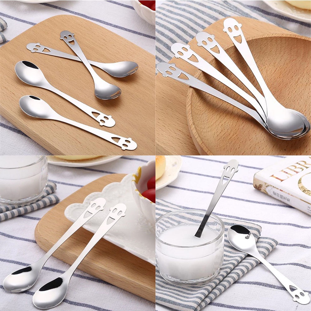 5PCS Stainless Steel Hollow Smiley Face Spoon Household Eat Soup Coffee ...