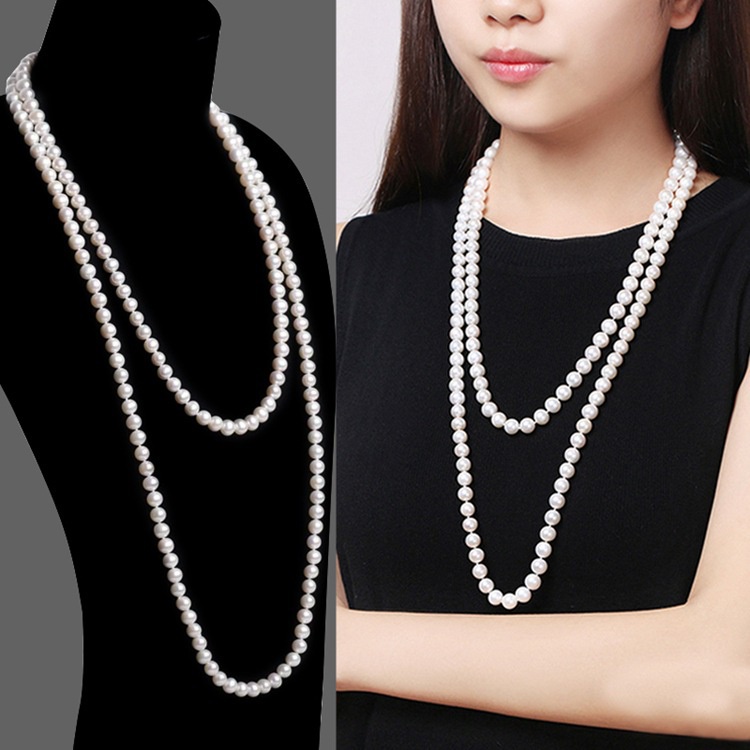 In stock 150cm Long Imitation Pearl Necklace Ladies Multilayer Pearl ...
