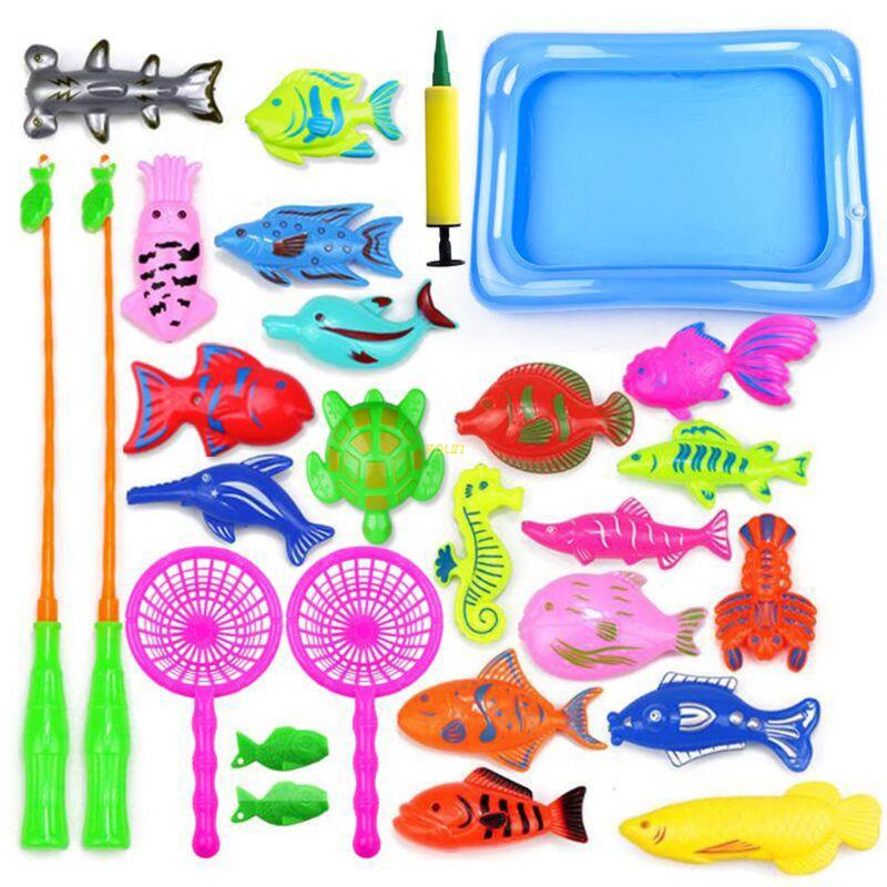 youn 29 Pcs Magnetic Fishing Toys Plastic Fish Rod Pond Set Kids ...