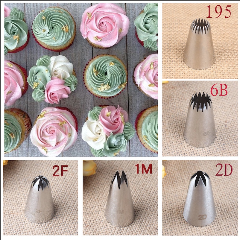 1M 2F 2D 6B 195 Nozzle Tip for Cake Icing Buttercream Pastry ...